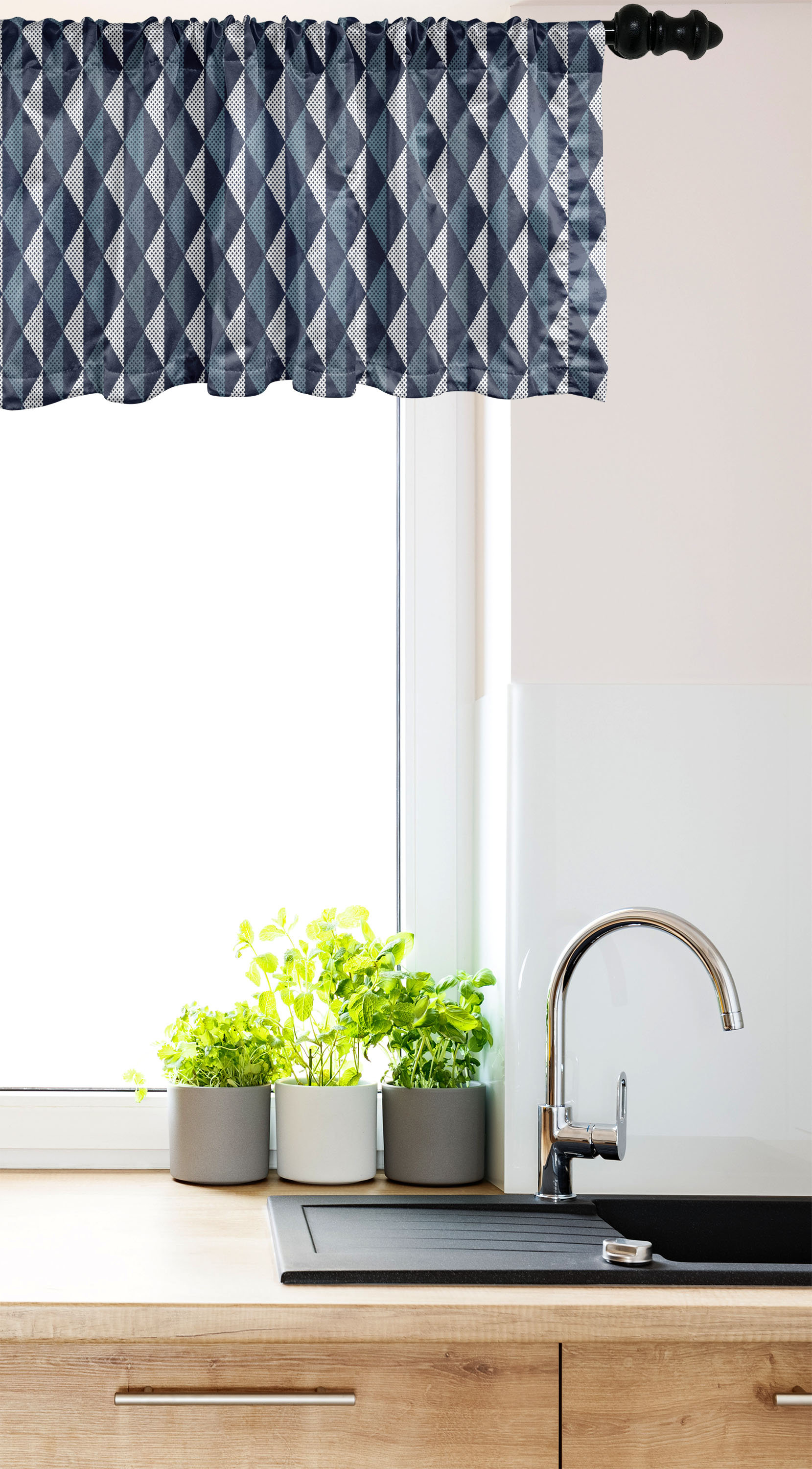 Ambesonne Aztec Valance Pack of 2 Grunge Style Chevron Zigzags Black ...