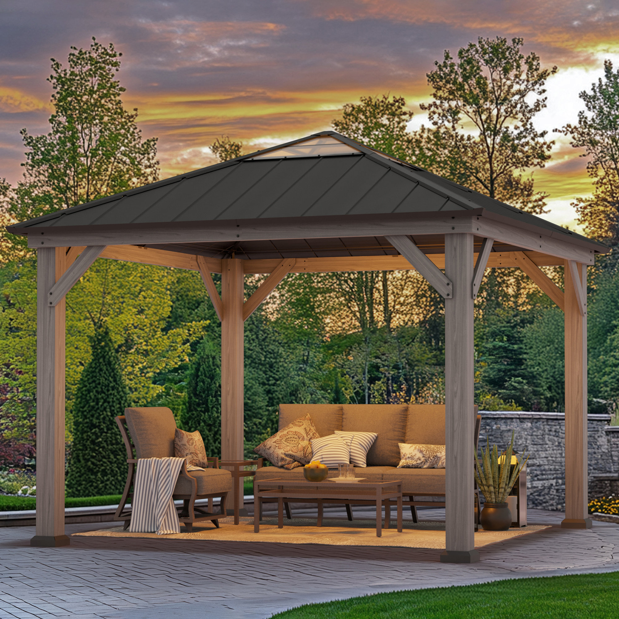 MODERN SHADE OUTDOOR LIVING SPACES Pavillon de jardin en bois de cèdre ...