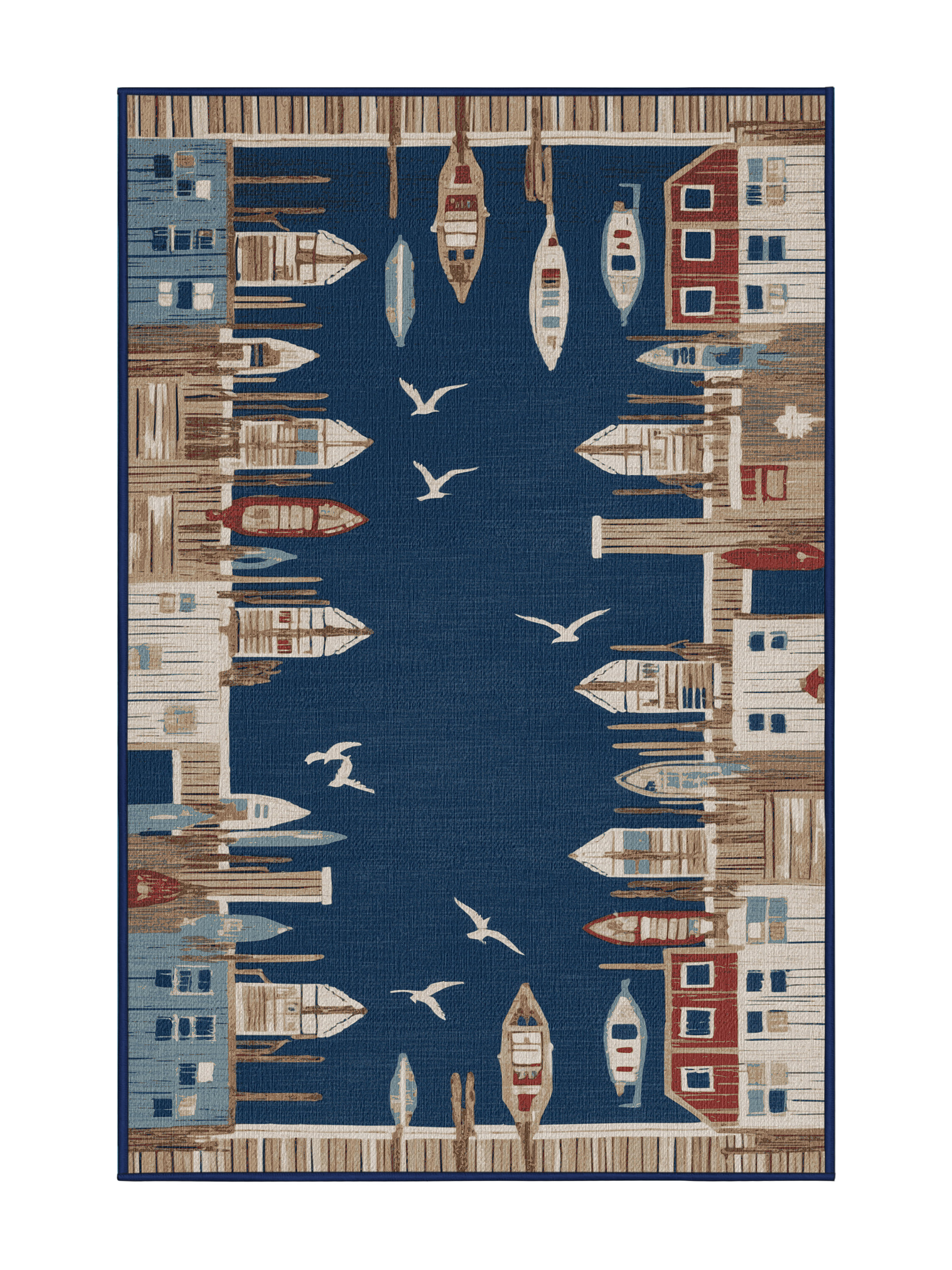 Longshore Tides Washable Harbor Scenes Nautical Area Rug | Wayfair