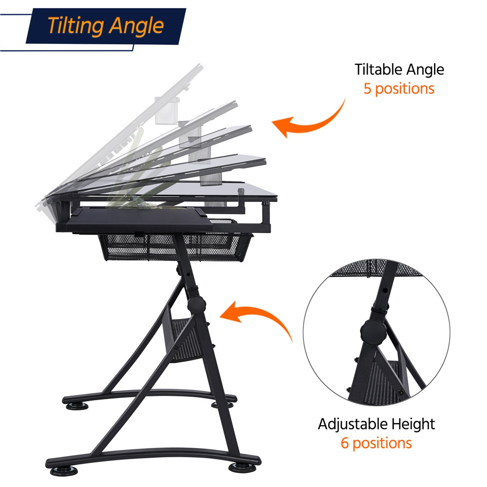 The Twillery Co.® Height Adjustable Drafting Table and Chair Set ...