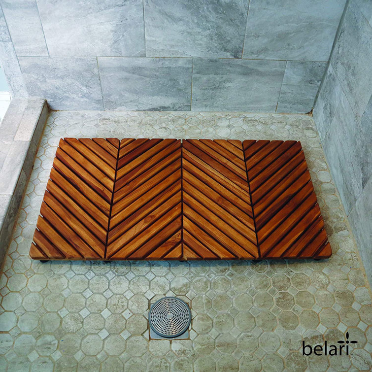 Corrigan Studio® Anothny Teak & Wood Shower Mat with Non-Slip Backing ...