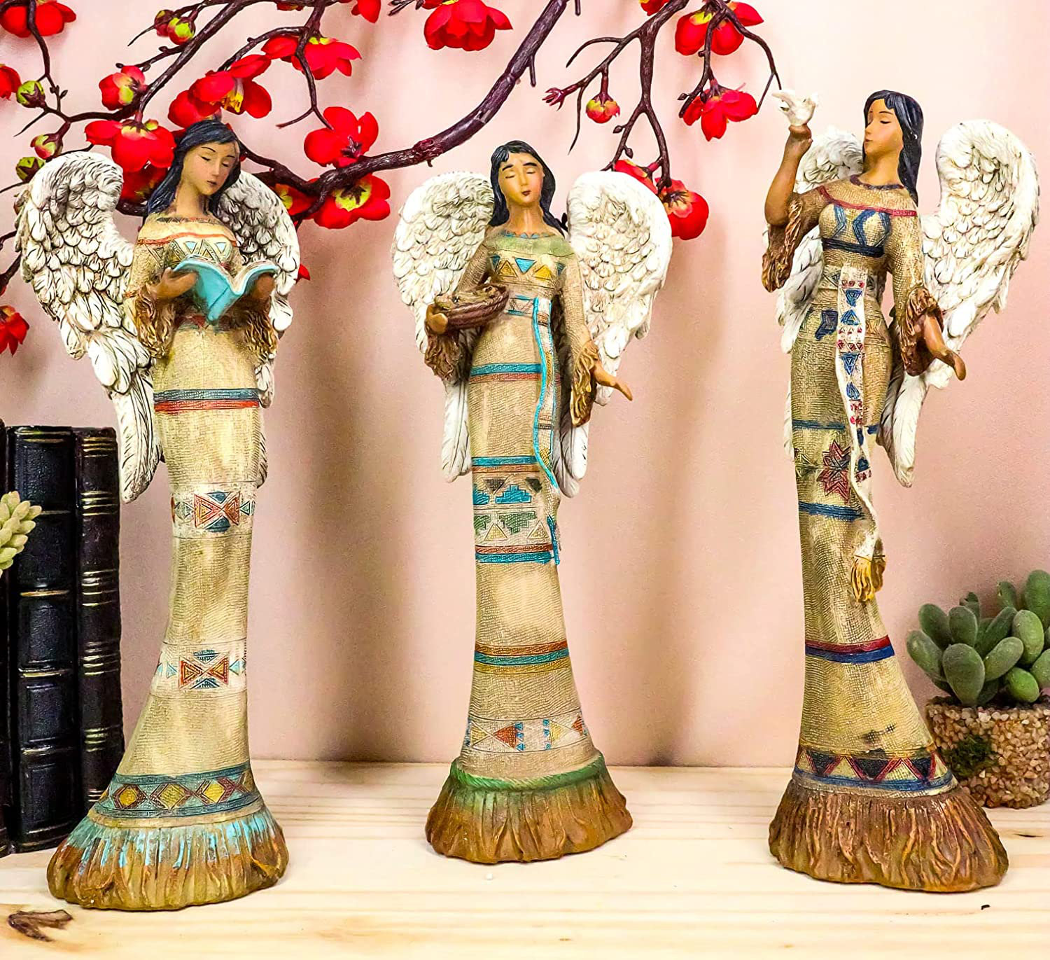 Trinx Set Of 3 Inspirational Native American Angels In Buckskin Tunic ...