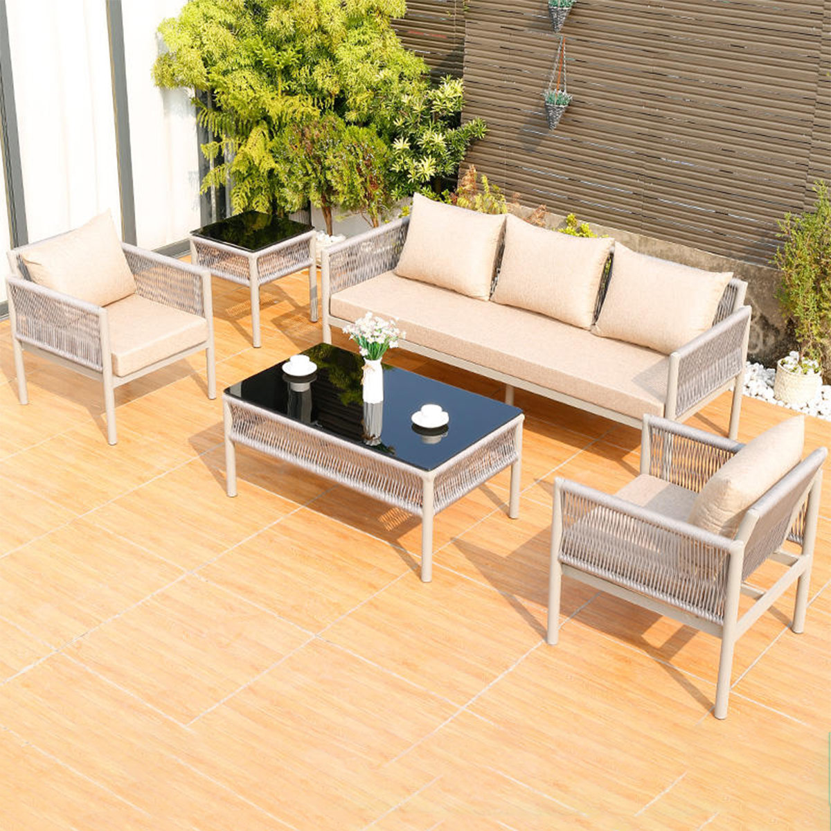 Hokku Designs Shetti 5 - Person Outdoor Seating Group with Cushions | Wayfair