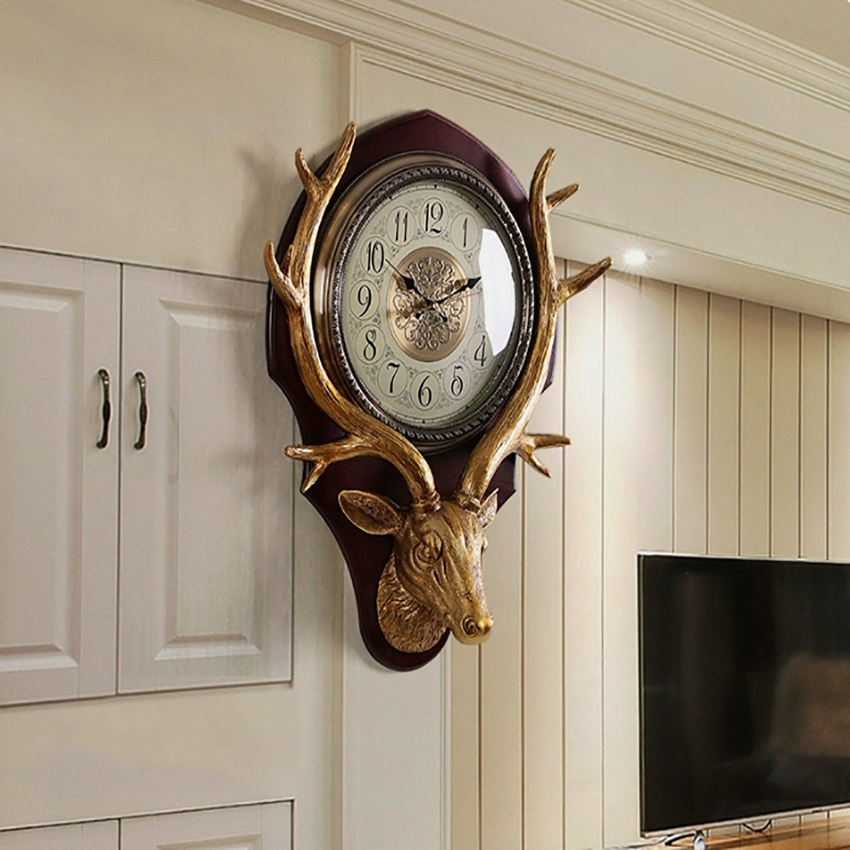 Loon Peak® 22.83"Retro Black and Gold Metal Digital Clock | Wayfair