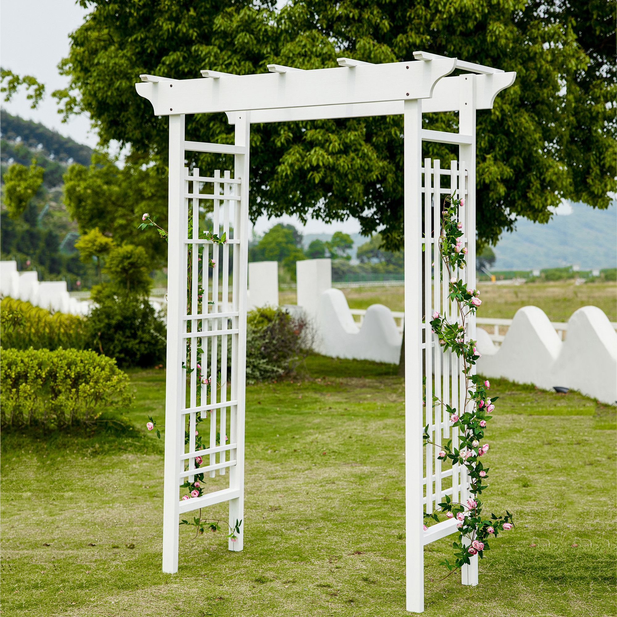 Arlmont & Co. Mimoza White Arbours Garden Arches Wedding Wood Arbour ...