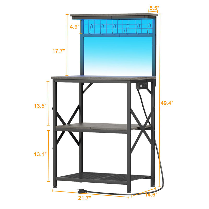 17 Stories 4 - Tier Bakers Rack with Power Outlet & LED Light ...