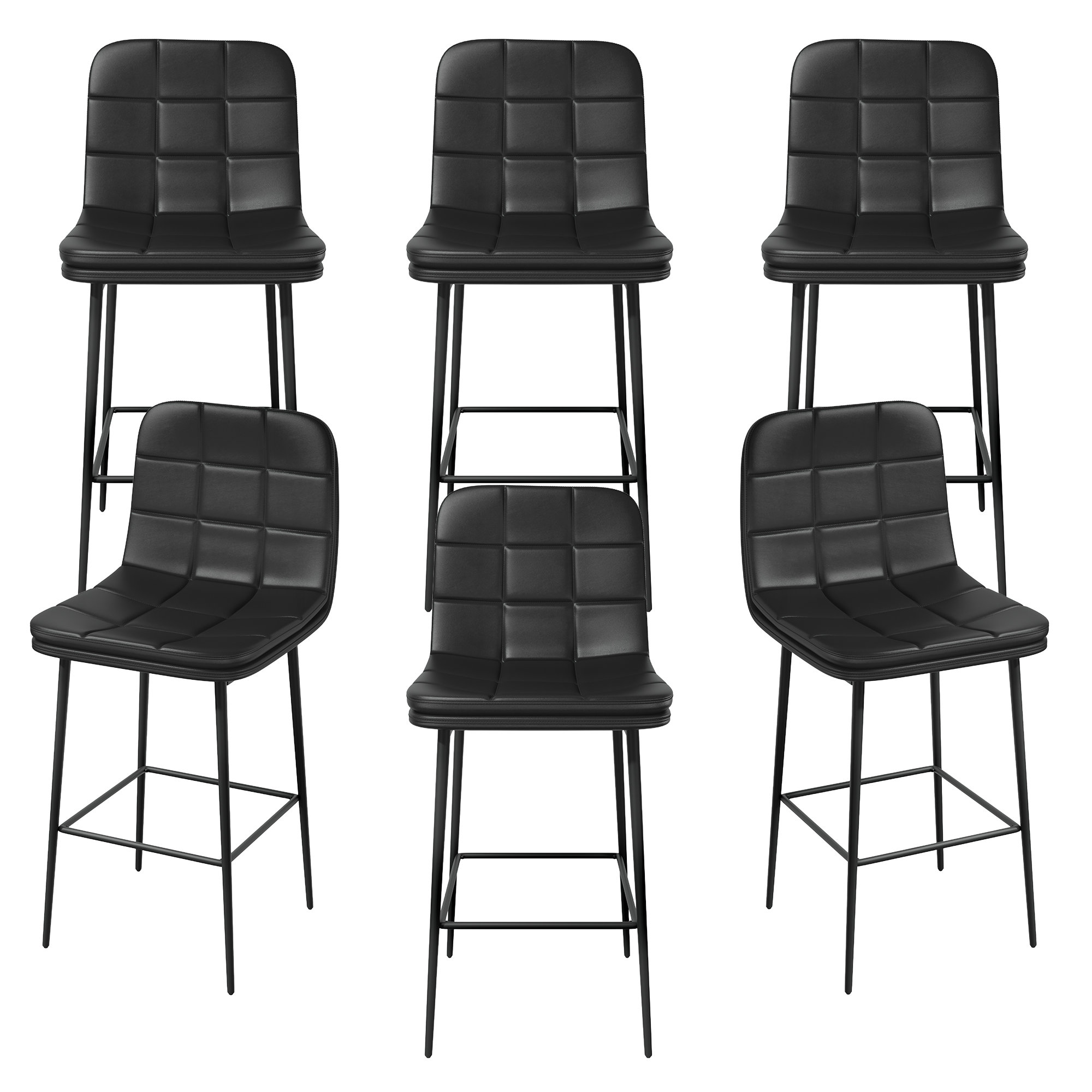 Blu Aired Merch Counter Height Bar Stools Upholstered PU Metal Legs ...