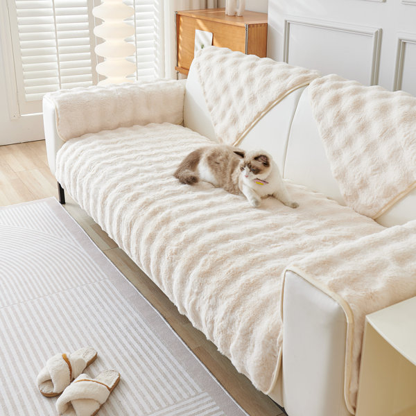 Mercer41 Shaggy Fur Box Cushion Sofa Slipcover & Reviews | Wayfair