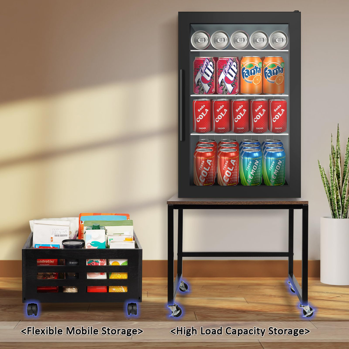 17 Stories Mini Fridge Stand With Storage Drawer Basket, Mobile Small ...