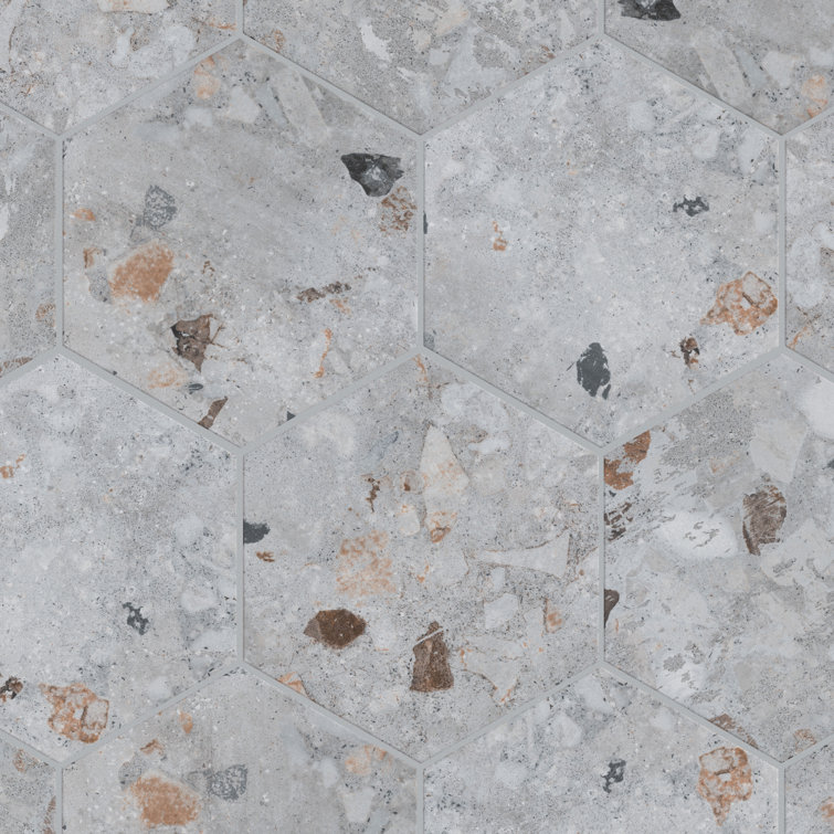 Merola Tile Recycle Hex 8.5" x 10" Porcelain Stone Look Wall & Floor ...