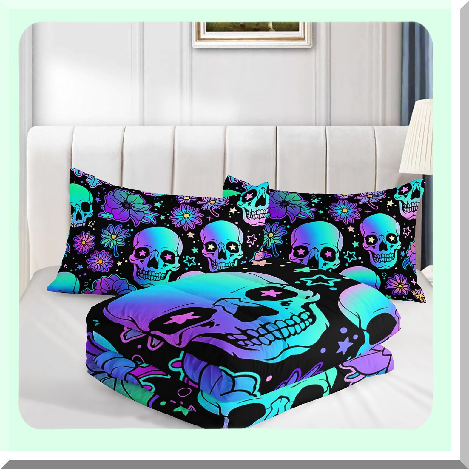 East Urban Home Skull Star Comforter Set - 3 Piece Bedding for All ...