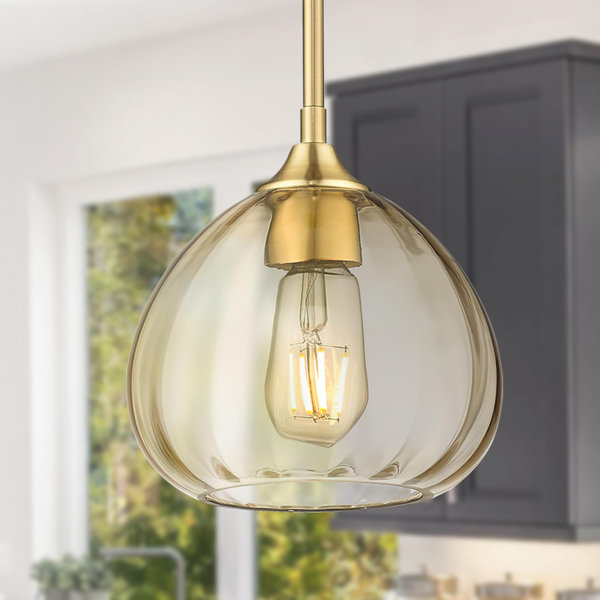 Breakwater Bay Amber Glass Hanging Light Fixture - Wayfair Canada