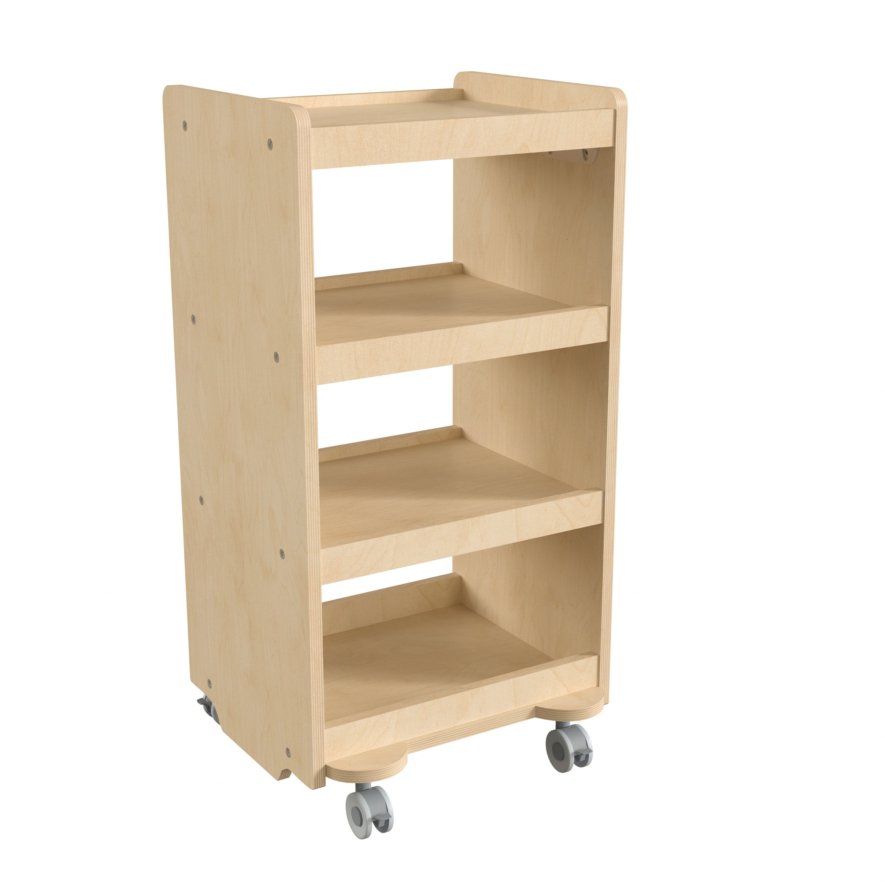 Bright Beginnings Commercial Wooden Mobile Cart With 4 Shelves And ...