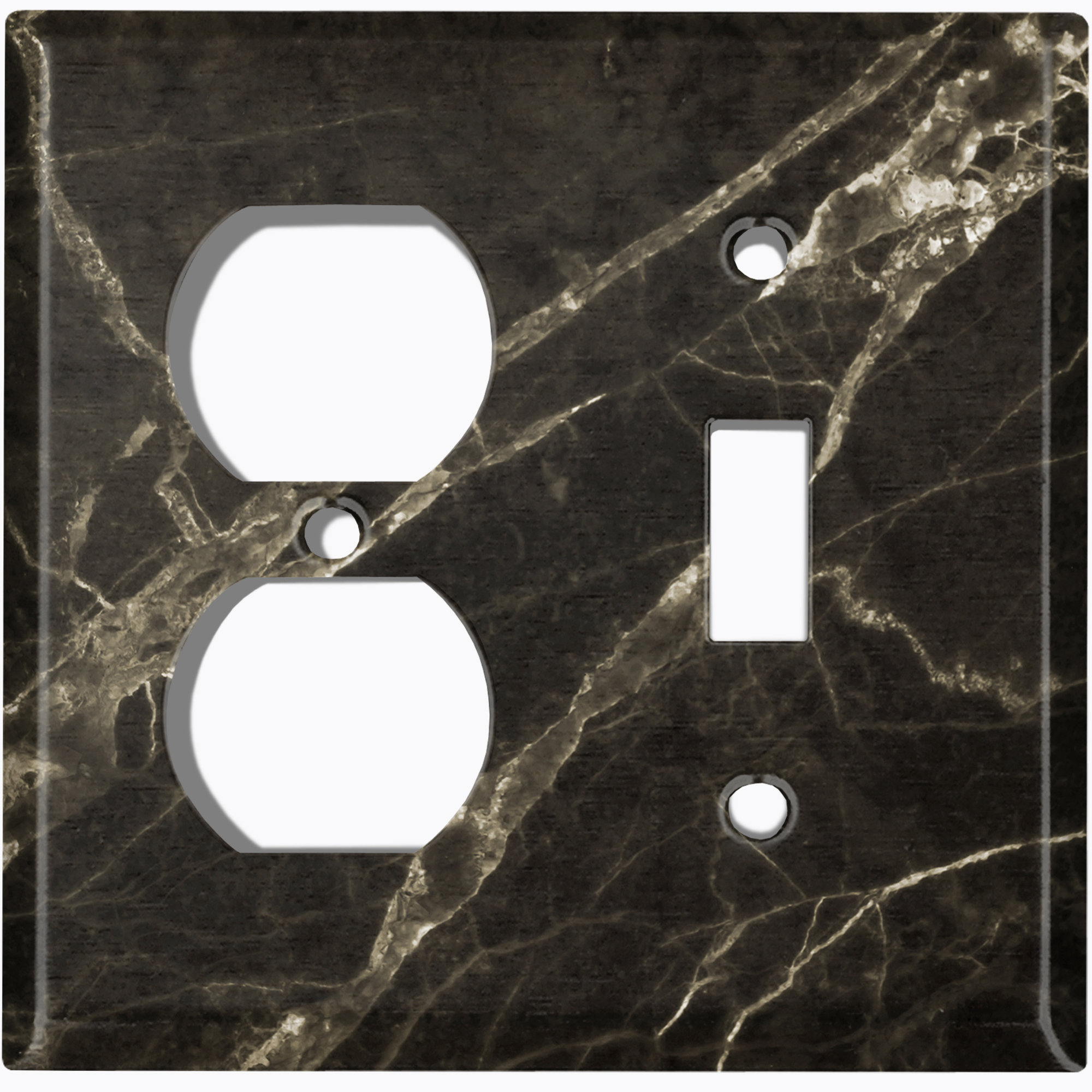 WorldAcc Marble Black Print 4 2-Gang Duplex Outlet Combination Wall ...