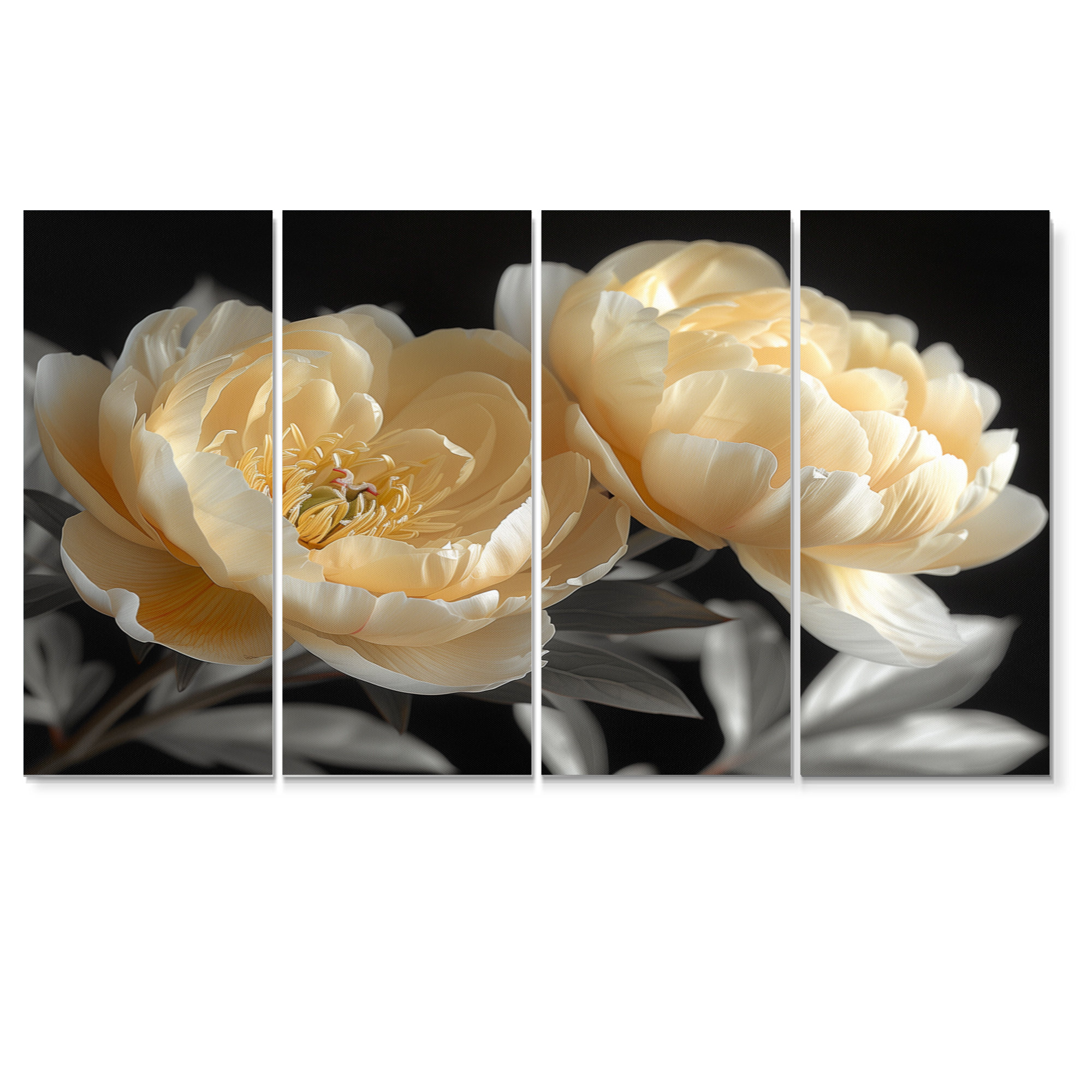 Design Art White Black Crystal Peonies Beauty I - Peonies Wall Art ...