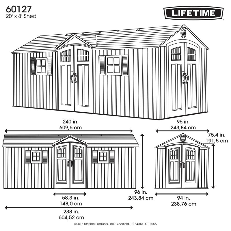 Lifetime 20 Ft. x 8 Ft. High-Density Polyethylene (Plastic) Outdoor ...