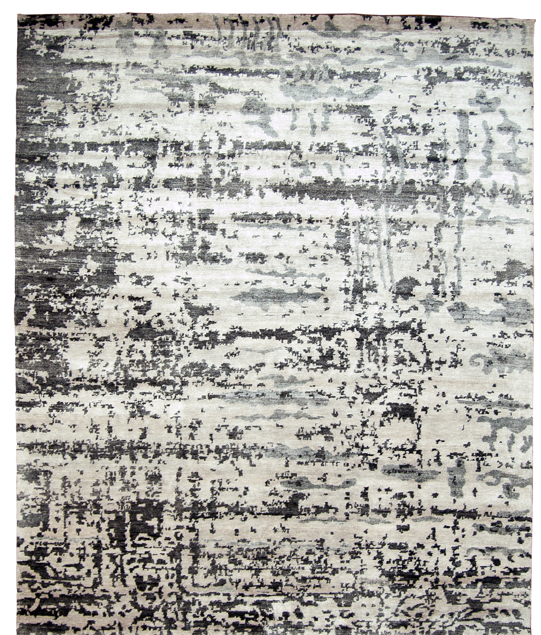 Aga John Oriental Rugs One-of-a-Kind Indian Hand-Knotted 8'1" x 9'10" Natural/Grey Modern Area ...