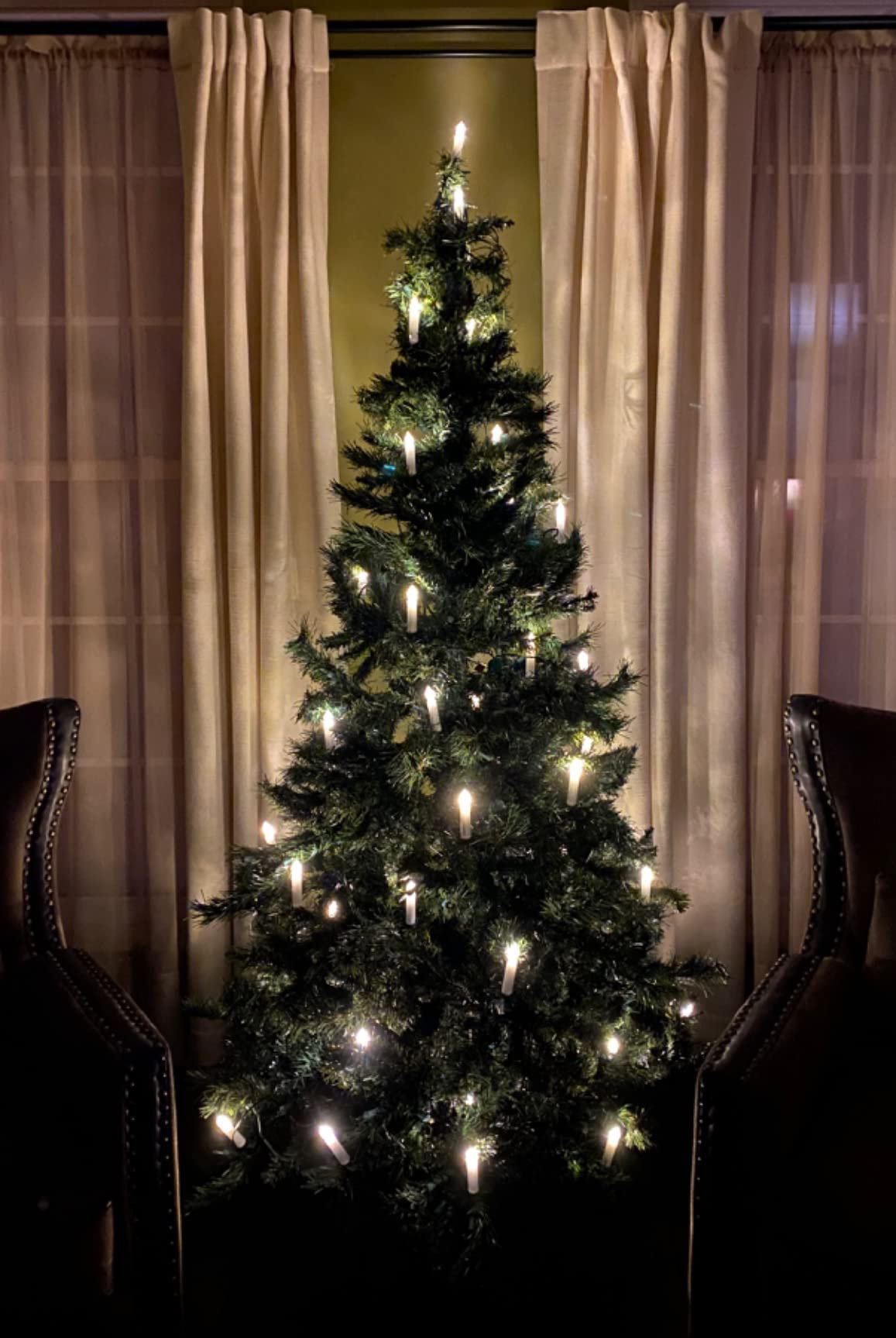 The Holiday Aisle® Christmas Tree Candle String Lights Plug In, 50 LED ...