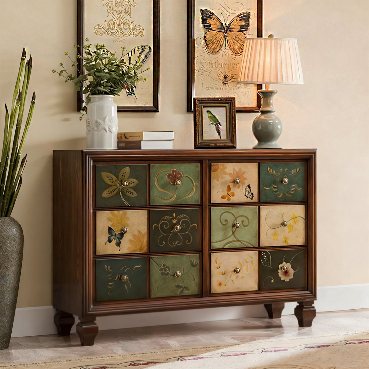 Bloomsbury Market Artistic Hand - Painted Chest, Floral Drawer Design ...