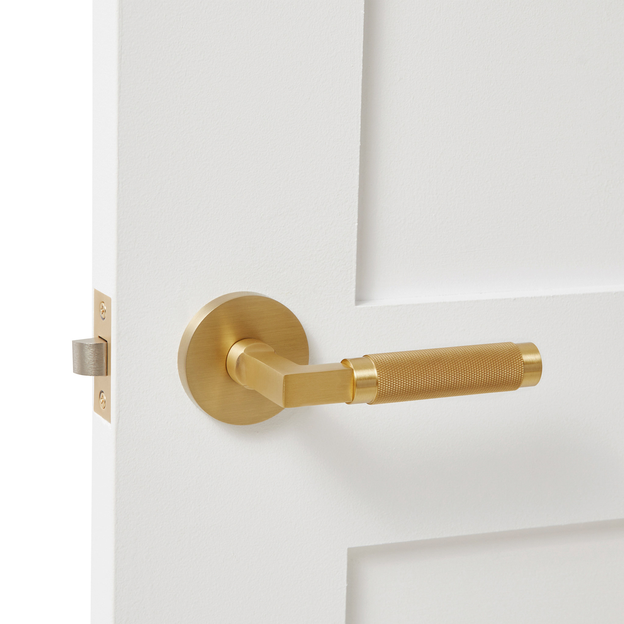 Explore Hardware St. Tropez Solid Brass Satin Gold Lever Door Handle ...