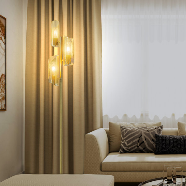 Brightech Lyra 71 in. Mid-Century Modern 3-Light Adjustable LED Floor ...