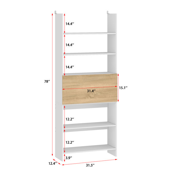 Brayden Studio® Modern Ladder-Style Bookshelf With Drop-Down Desk And ...