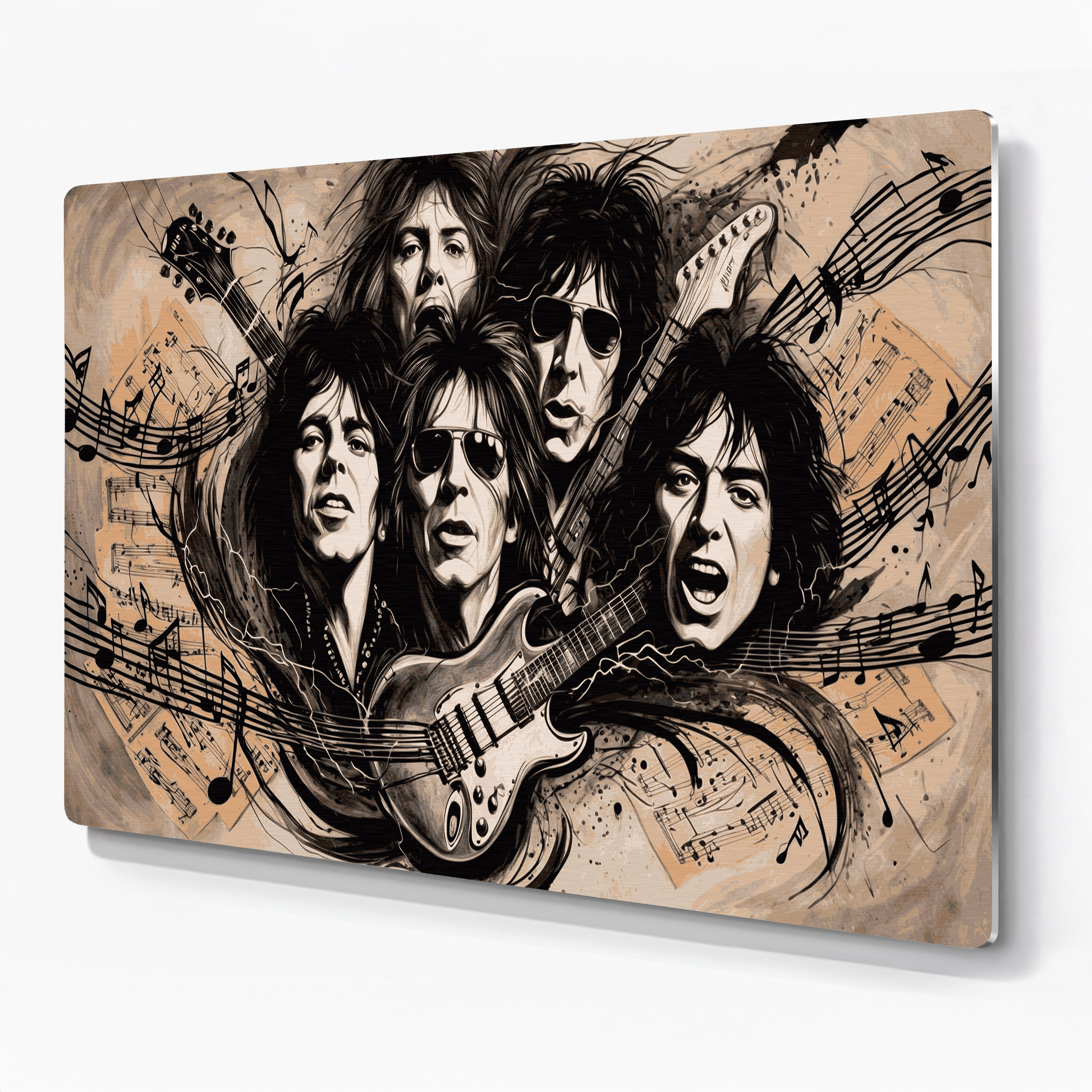Corrigan Studio® Music Rock and Roll Icons Beige Metal Wall Art | Wayfair