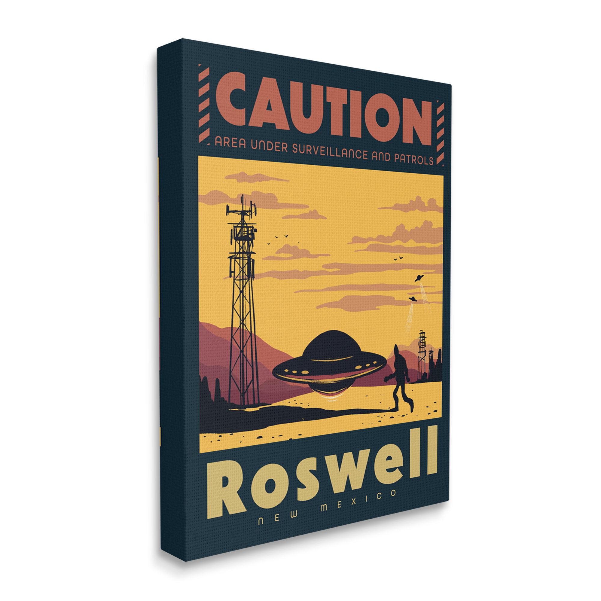 Stupell Industries Caution Roswell New Mexico UFO On Canvas Graphic Art ...