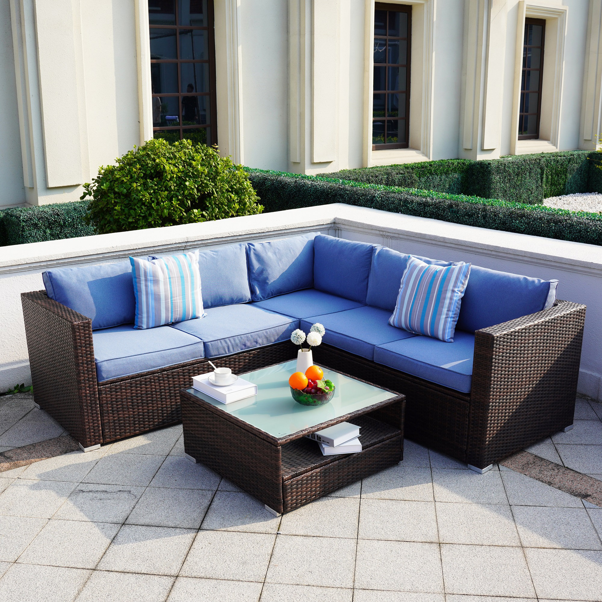 Latitude Run® 4-pieces Patio Conversation Seating Group With Cushions ...