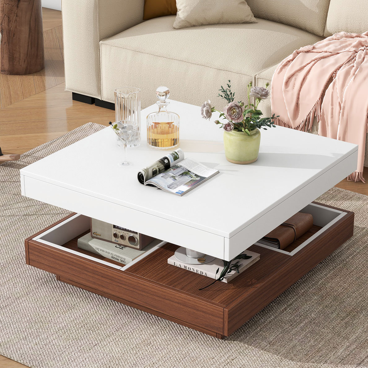 Ebern Designs Square 360°Rotating Coffee Table | Wayfair
