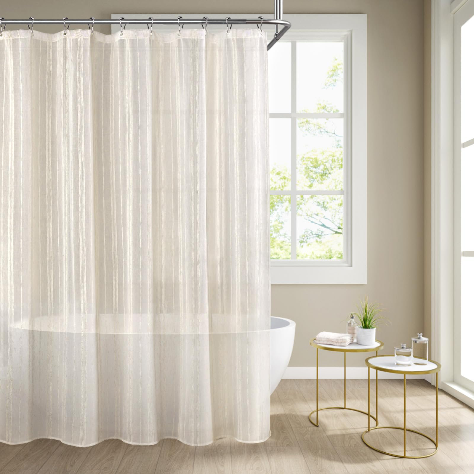 Lark Manor™ Cream Linen Shower Curtain Ivory Shower Curtains For ...