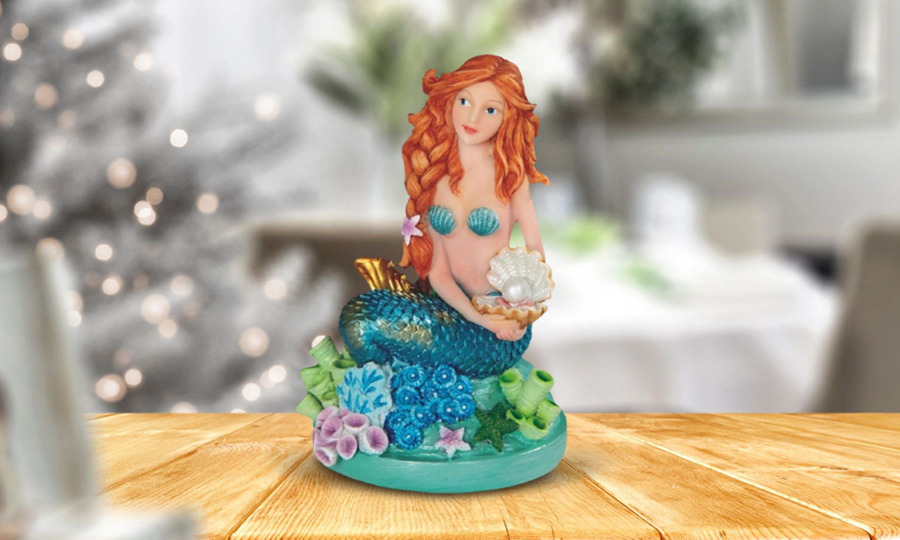 Trinx Decebal 4.5"H Blue Mermaid Holding Shell Figurine | Wayfair