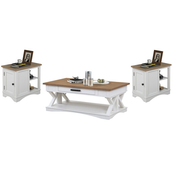 Rosalind Wheeler Cocktail Table With 2 Chairside Tables | Wayfair
