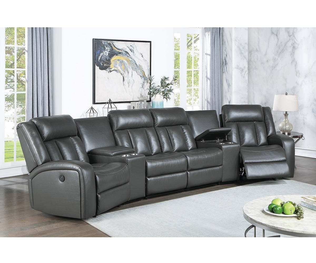 Red Barrel Studio® Navy Blue Gel Leatherette Home Theater Reclining ...