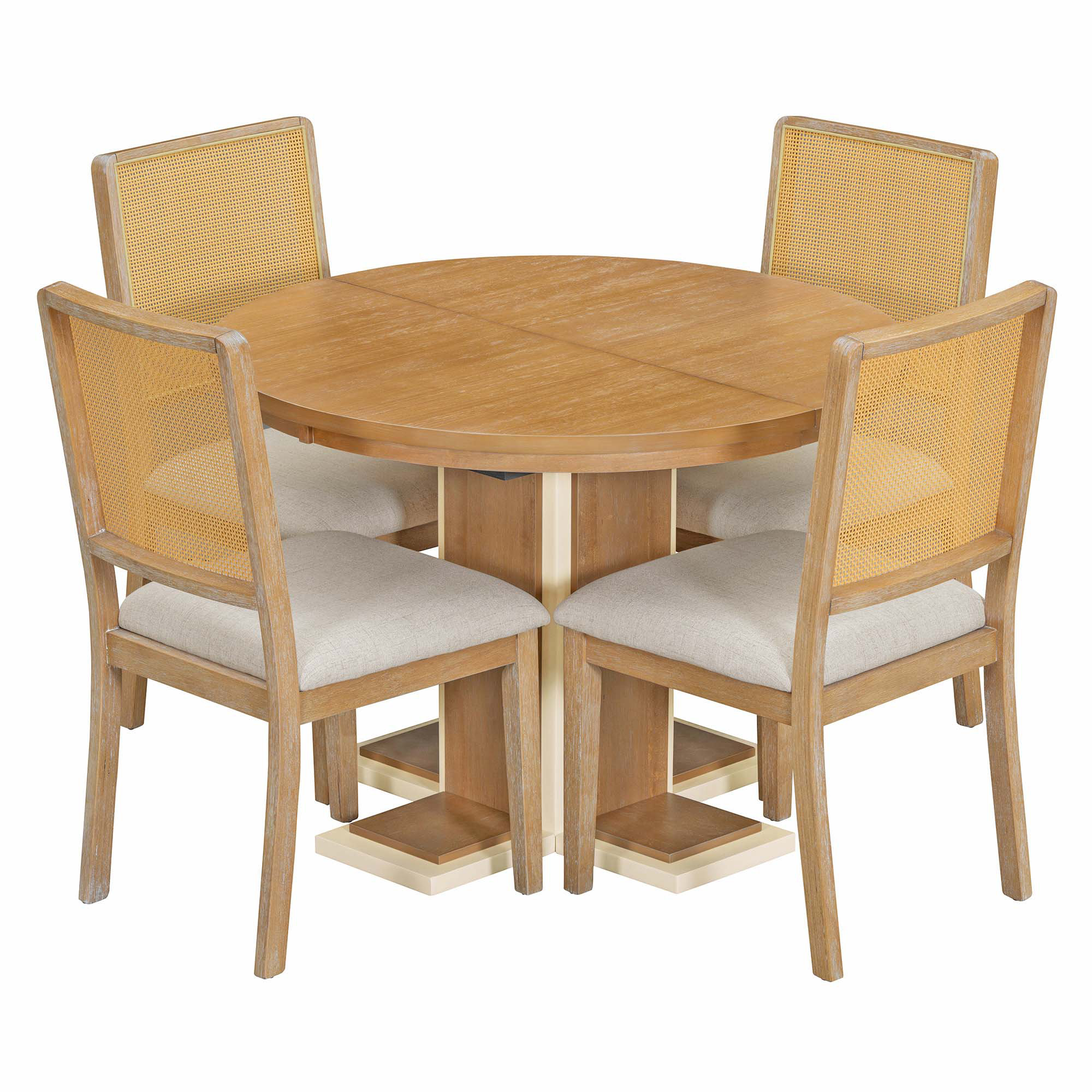 Lark Manor™ Round Dining Table For 4 With Chairs Set,Extendable Dining ...