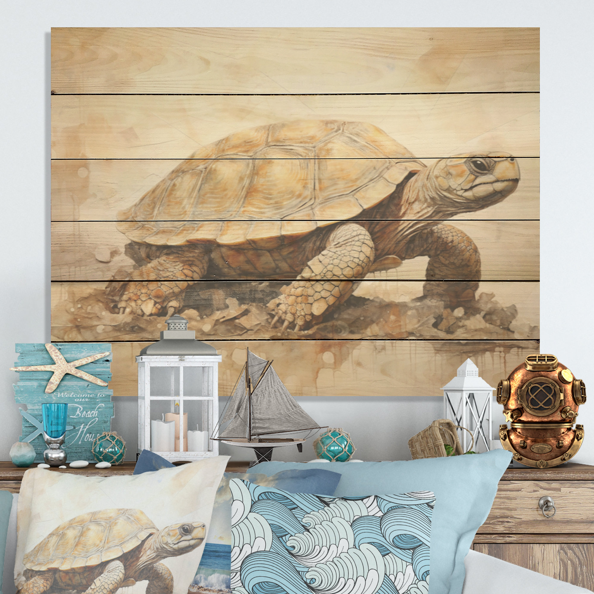 Bay Isle Home Minimalism Turtle Adventure - Turtle Wood Panel Wall Art ...