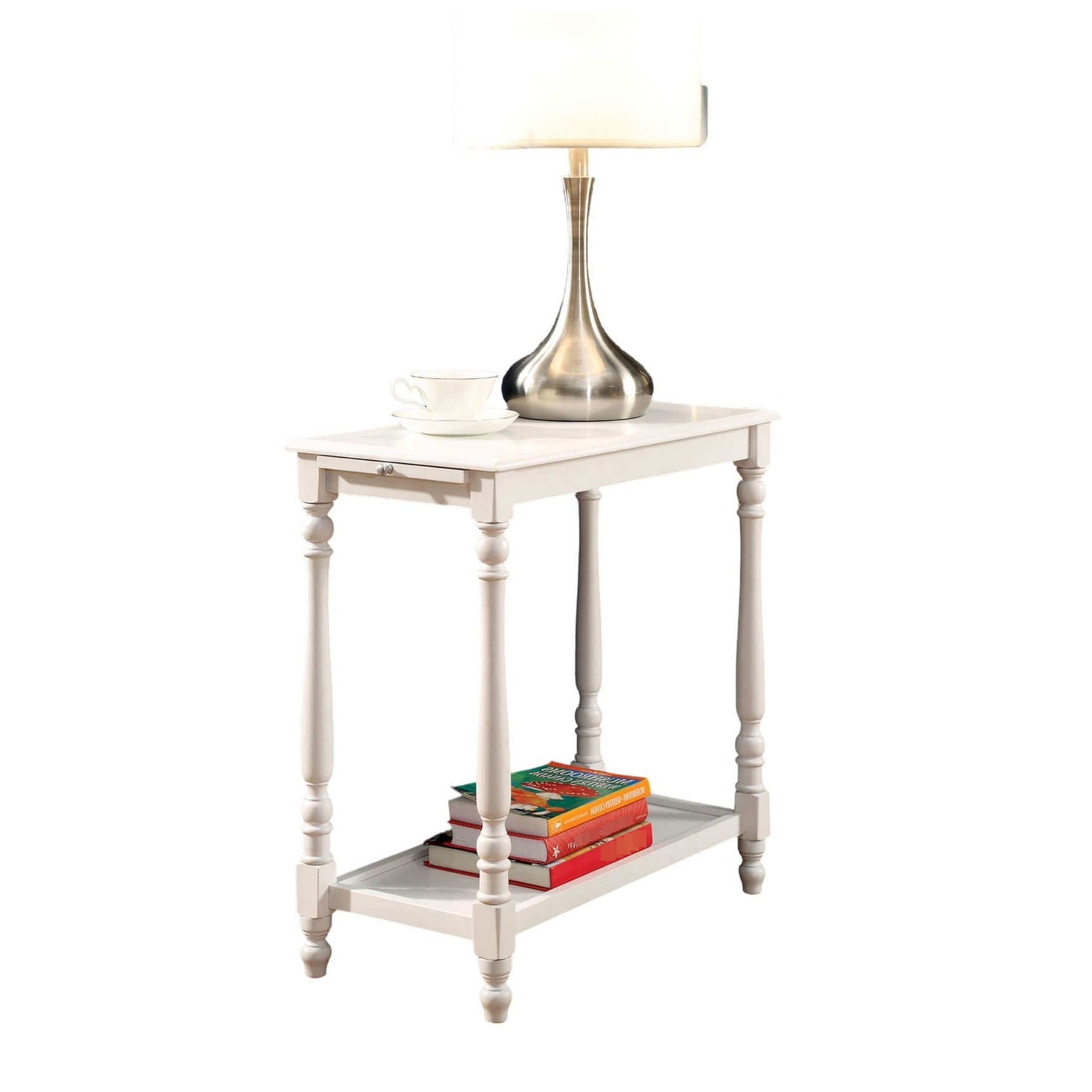 Latitude Run® Transitional White Side Table With Hidden Storage And ...