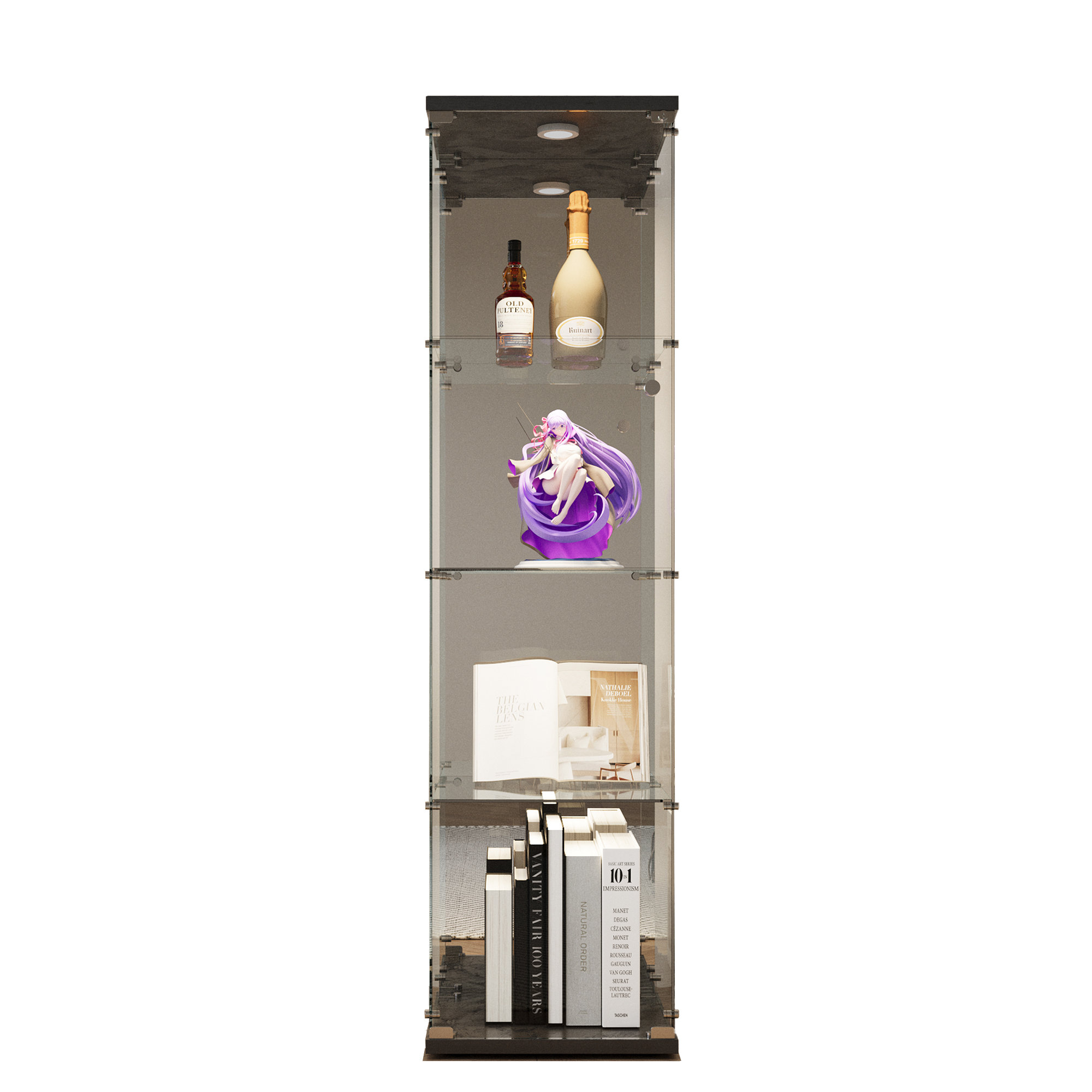 Best Robe Ever 4-Shelf Glass Display Cabinet With Lighting And Mirror ...
