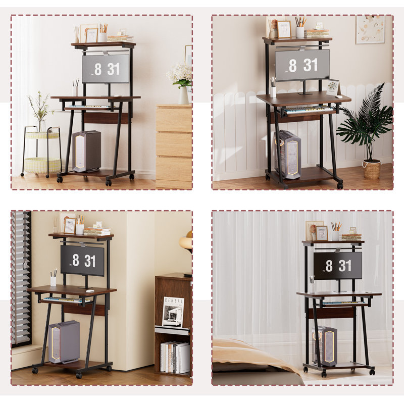 17 Stories Multiple Layer Rolling Computer Desk | Wayfair