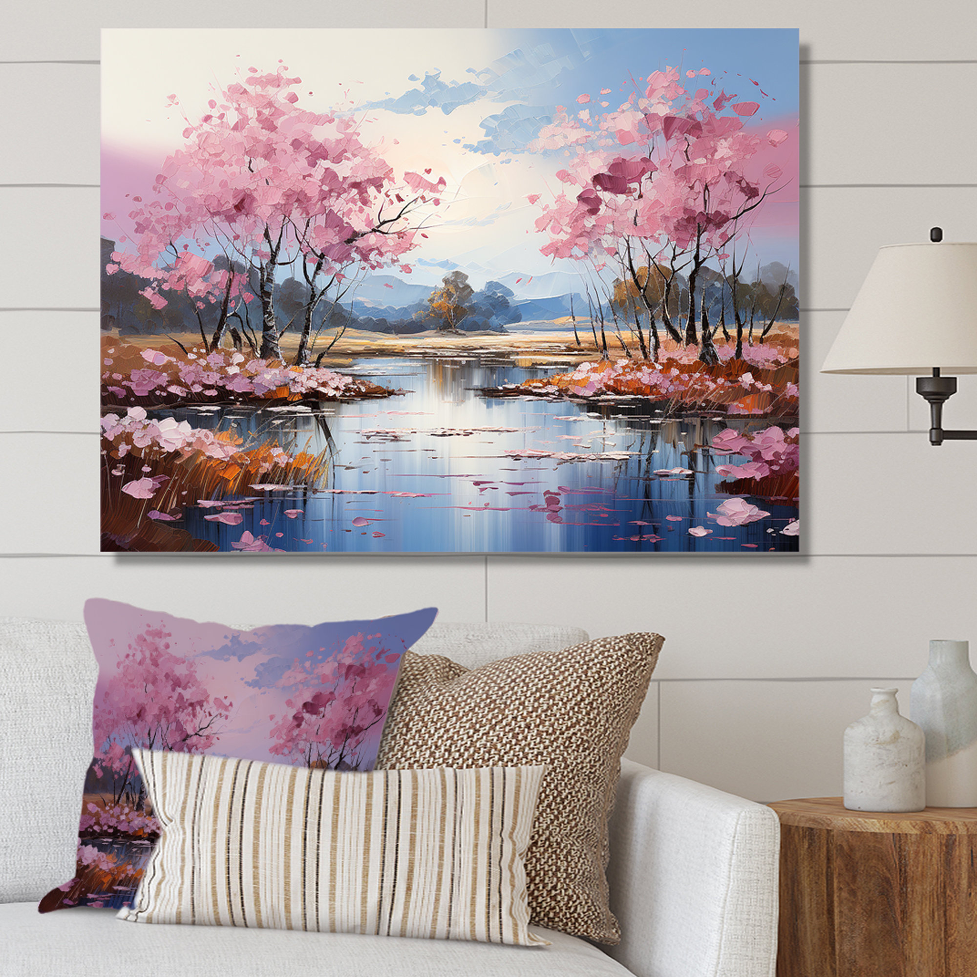 Millwood Pines Pink Trees Blooming In Country Charm I On Canvas Print ...