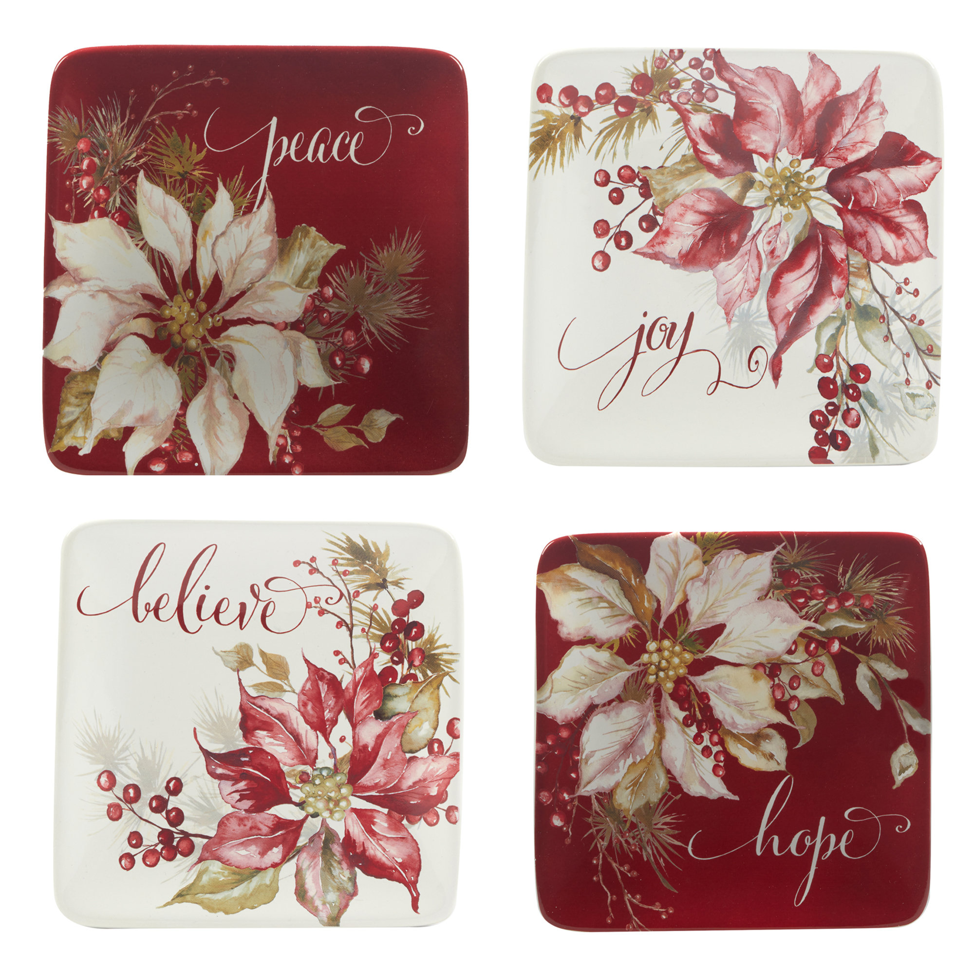 Certified International Winters Joy Set of 4 Canape Plate6" asst. | Wayfair