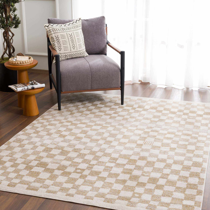 Union Rustic Jasha Checkered Beige/Brown Area Rug & Reviews | Wayfair