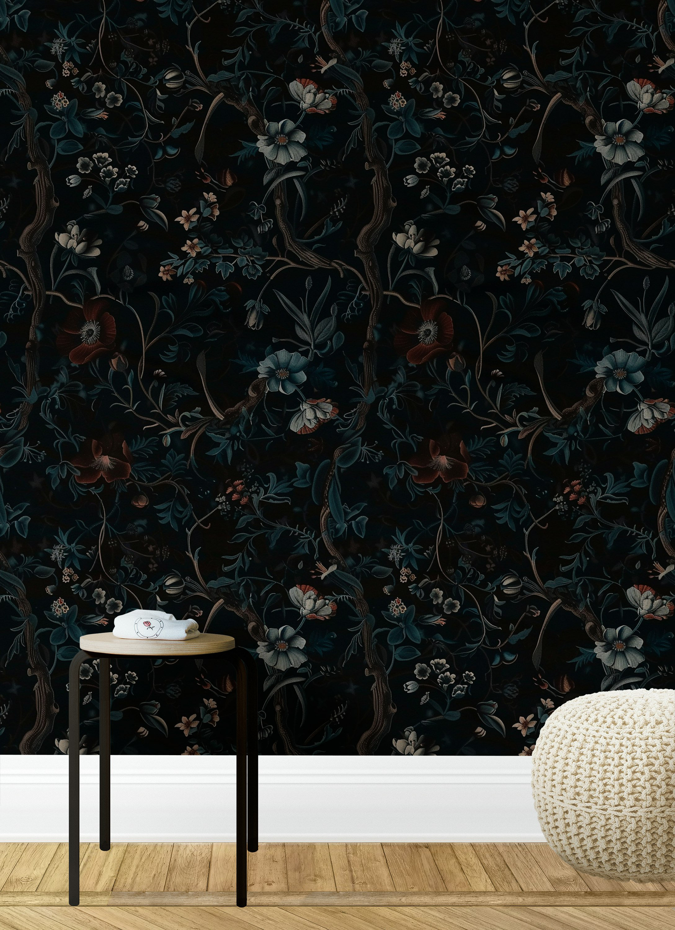 Lark Manor™ Dark Floral Botanical Wallpaper Dark Background Bryelle ...