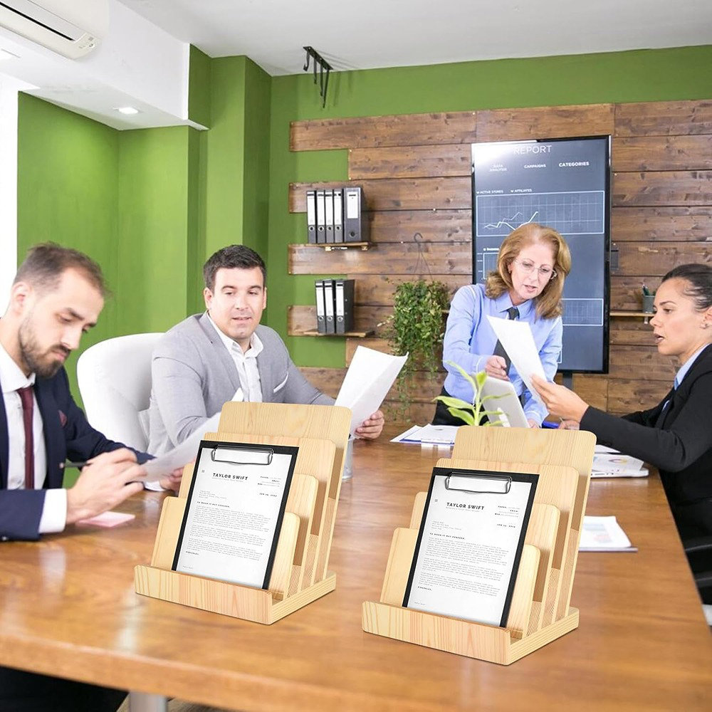 Loon Peak® 4 Tier Wood Brochure Holder 8.5 X 11Magazine Display Ra ...