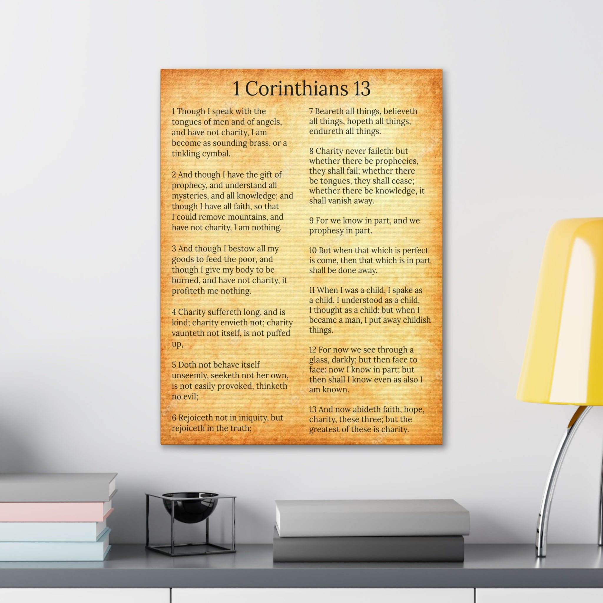 Trinx 1 Corinthians 13 Love Chapter Gold Christian Wall Art Print | Wayfair