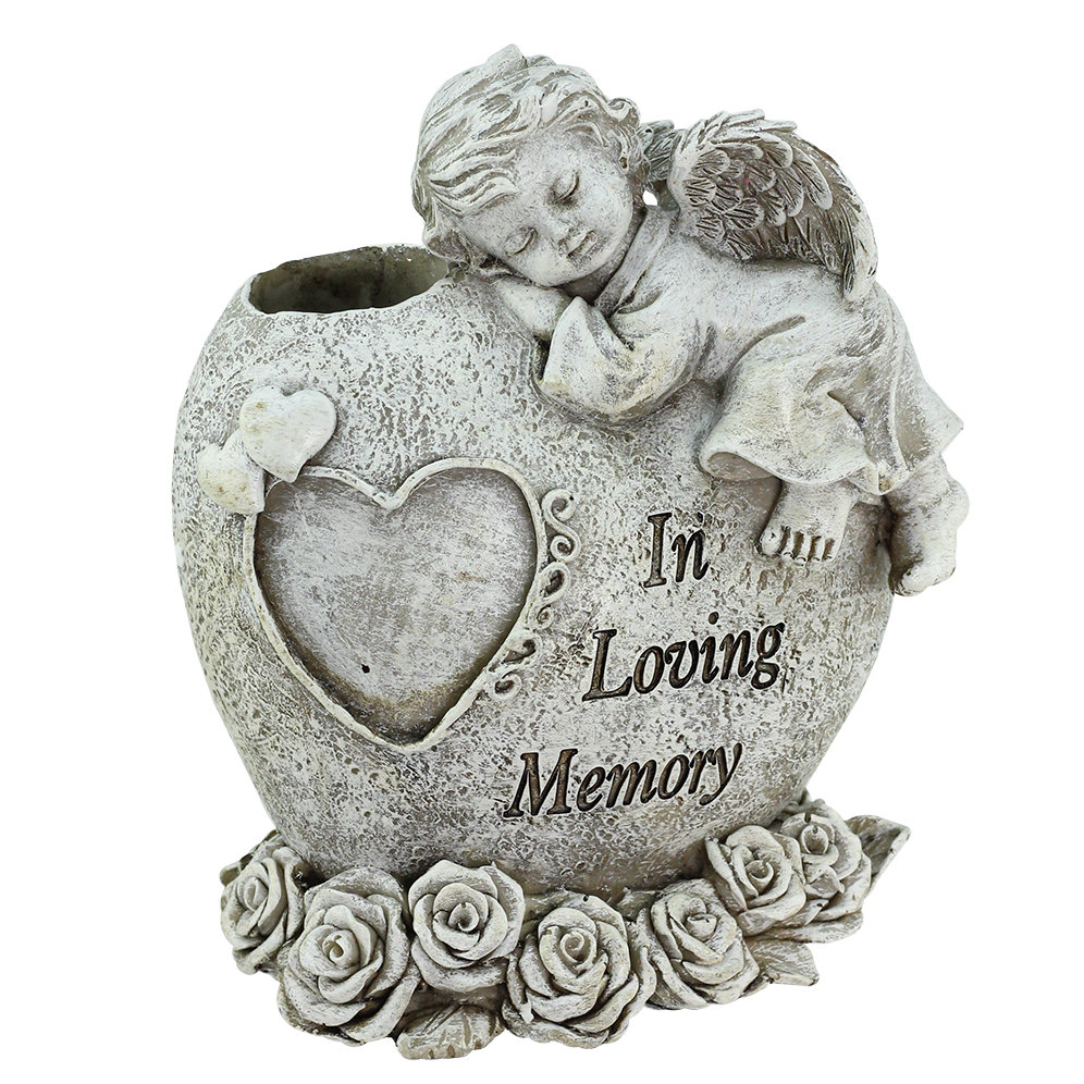 Northlight Seasonal 6.5" Gray Sleeping Angel "In Loving Memory" Outdoor ...