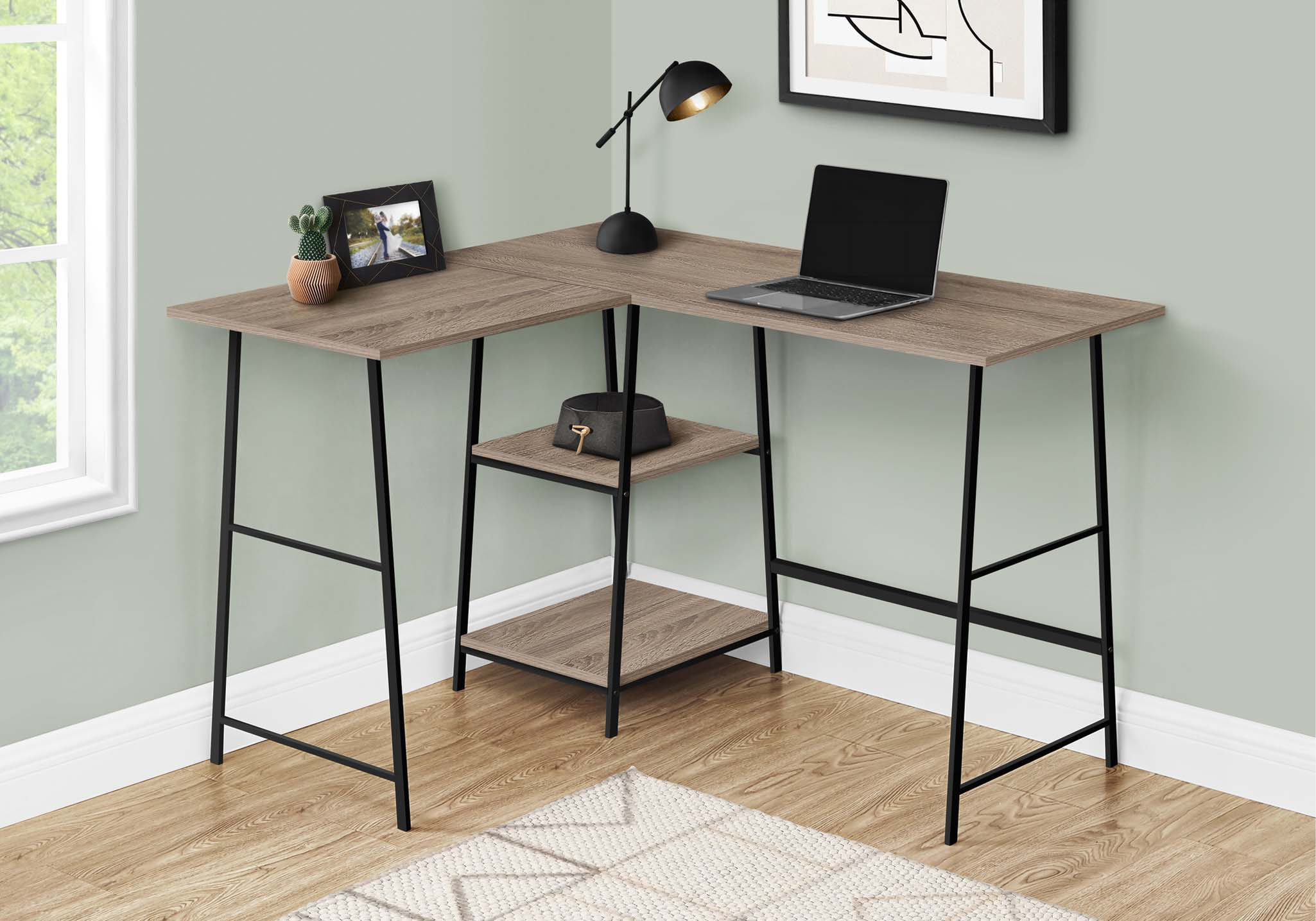 Inbox Zero Computer Desk, Home Office, Corner, Storage Shelves, 48"l, L ...