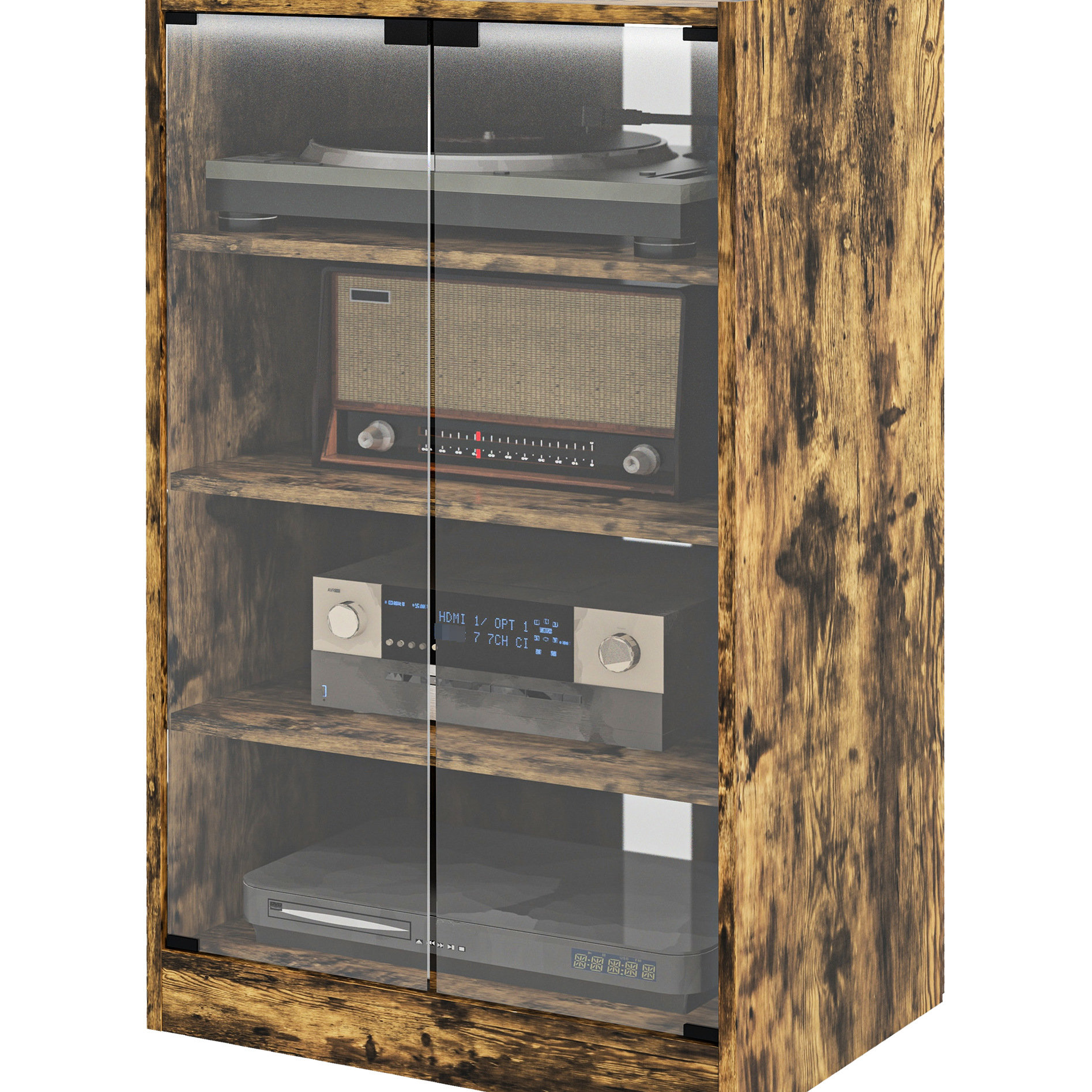 Latitude Run® Rustic Brown Media Storage Cabinet - 4 With Adjustable ...