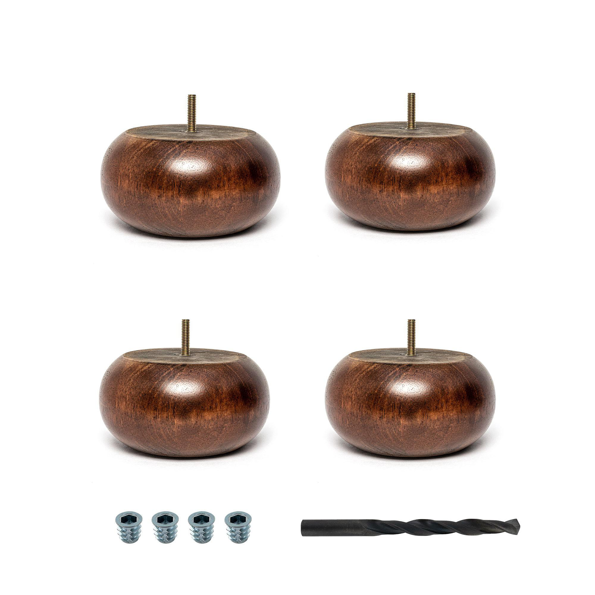 Millwood Pines 3 in x 6 in Stained Cherry Solid Hardwood Round Bun Foot ...