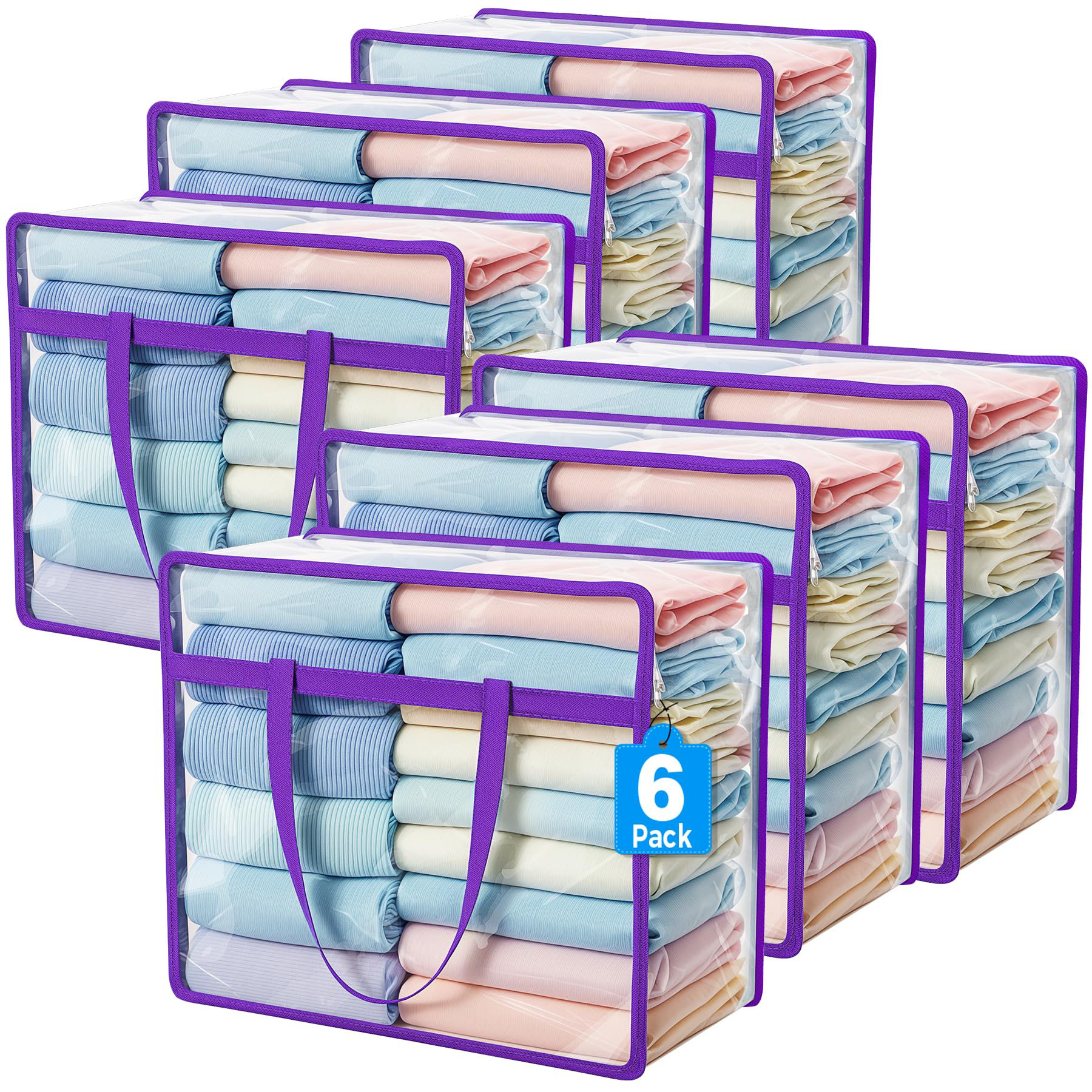 Rebrilliant Clear Zippered Storage Bags For Clothes,40L Closet ...